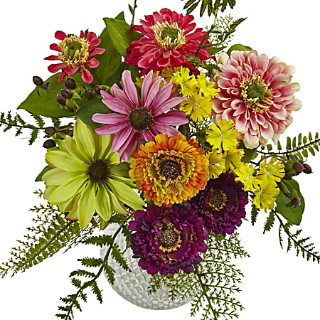 Nearly Natural 15 H Mixed Flower Arrangement With Vase Multicolor ...