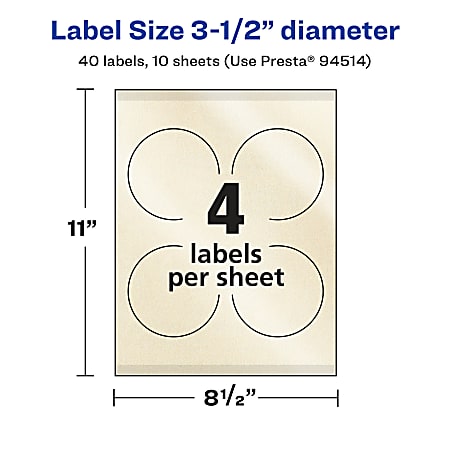 Avery Pearlized Permanent Labels With Sure Feed 94514 PIP10 Round 3 12 ...
