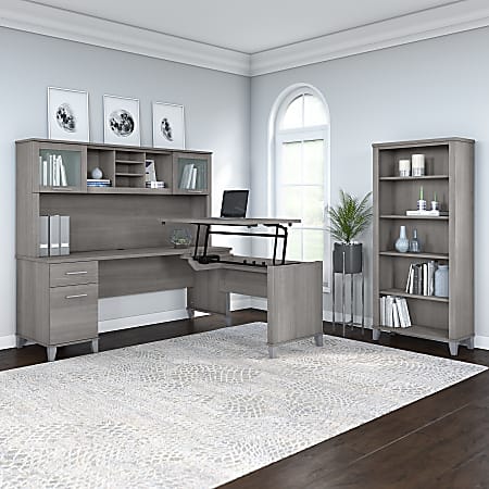 Bush Furniture Somerset 72 W 3 Position Sit To Stand L Shaped Desk With ...