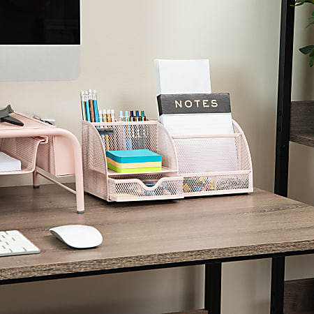 Mind Reader 7 Compartment Desktop Organizer 5 14 H x 5 12 W x 11 D Pink ...