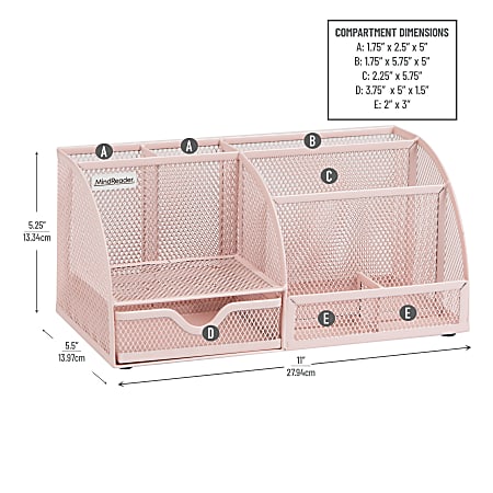 Mind Reader 7 Compartment Desktop Organizer 5 14 H x 5 12 W x 11 D Pink ...