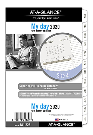 AT A GLANCE Day Runner Daily Planner Refill 2 PagesDay Size 4 5 12 x 8 ...