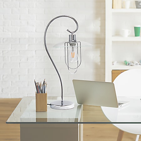 Lalia Home Modern Metal Scroll Table Lamp 22 14 H Clear ShadeChrome ...