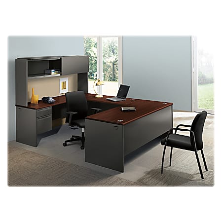 HON 38000 66 W Right Pedestal Computer Desk With Lock MahoganyCharcoal ...