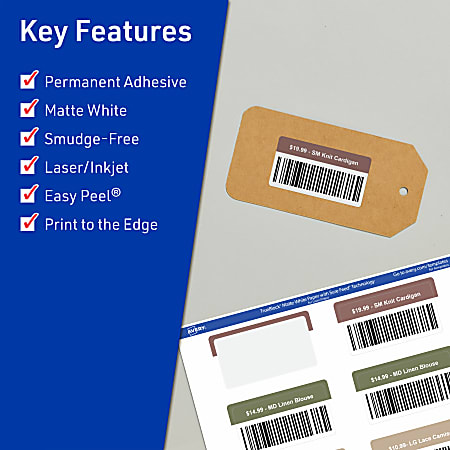 Avery Print To The Edge TrueBlock Labels With Sure Feed 94230 TWMP25 ...
