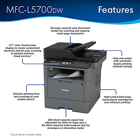 Brother MFC L5700DW Wireless Laser All in One Monochrome Printer ...