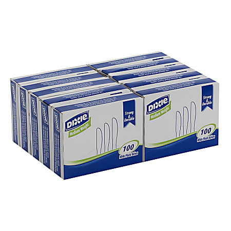 Dixie Plastic Utensils Medium Weight Knives White Box Of 100 Knives ...