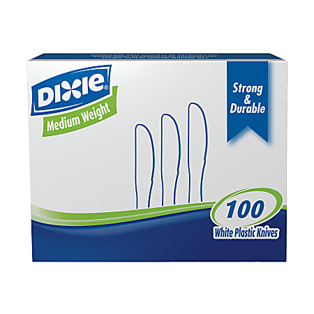 Dixie Plastic Utensils Medium Weight Knives White Box Of 100 Knives ...