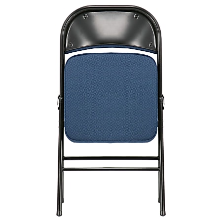 Elama Metal Folding Chairs With Padded Seats Dark BlueBlack Set Of 4 ...