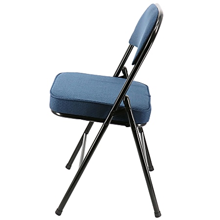 Elama Metal Folding Chairs With Padded Seats Dark BlueBlack Set Of 4 ...