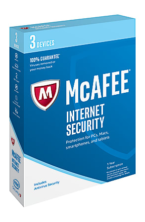 McAfee Internet Security 2017 AntiVirus Software 1 Year Subscription For 3 PC And Apple Mac ...