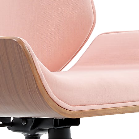 Elle D cor Ophelia Bentwood Fabric Mid Back Task Chair PinkChrome Office Depot