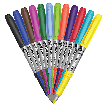 BIC Intensity Permanent Markers Fine Point Assorted Colors Pack Of 12 ...