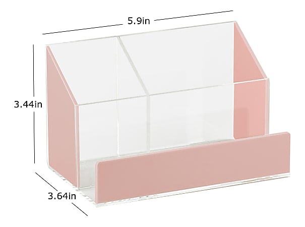 Realspace Acrylic Desk Organizer 3 716 H x 6 W x 3 58 D ClearPink ...