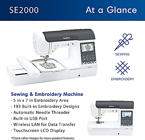 Brother SE2000 Computerized Sewing And Embroidery Machine White ...