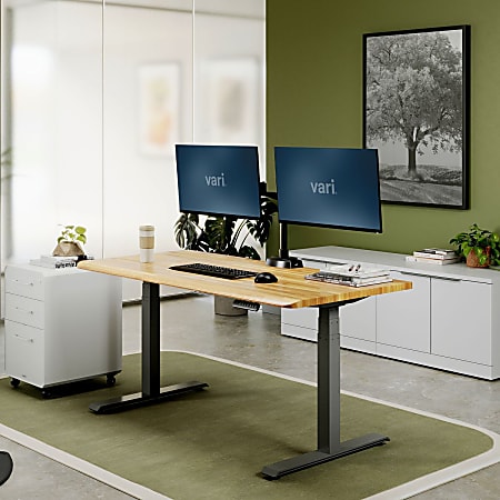VARI Electric Standing Desk With ComfortEdge 60 W Butcher Block ...