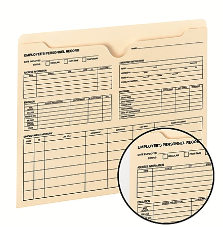Smead Employee Record File Jackets Manila Pack Of 20 - Office Depot