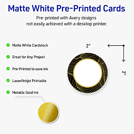 Avery Printable Round Cards With Sure Feed Technology 2 Matte White ...