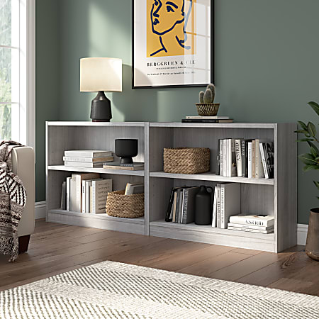 Bush Furniture 30 H Universal Small 2 Shelf Bookcase Set of 2 Platinum ...