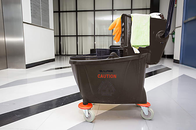 Alpine PVC Mop Bucket With Side Wringer 36 Qt 35 H x 15 W x 25 D Brown ...