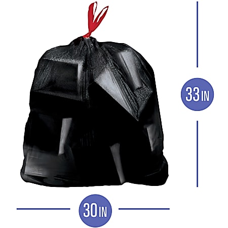 Highmark Large Drawstring Trash Bags 30 Gallon Black Box Of 25 - Office ...