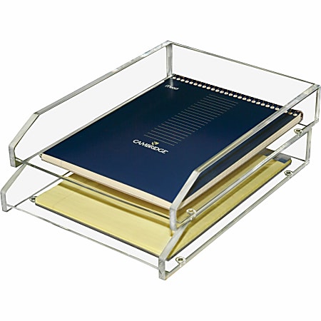 Kantek 2 Tier Letter Trays 2 12 H x 10 12 W x 13 34 D Clear Pack Of 2 ...