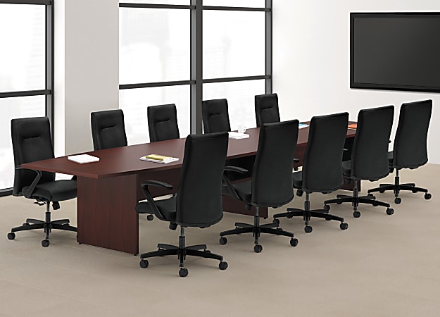 HON Preside Boat Shaped Conference Table Top 168 W Mahogany Office Depot