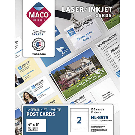 Maco Micro Perforated LaserInk Jet Post Cards 6 x 4 White Box Of 100 ...
