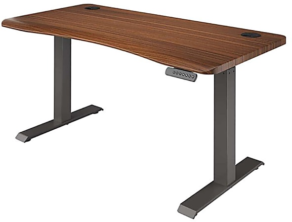 Vari Ergo Electric 54 W Adjustable Height Standing Desk DarkwoodSlate Office Depot