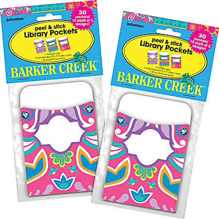 Barker Creek Peel Stick Library Pockets 3 x 5 Bohemian Pack Of 60 ...