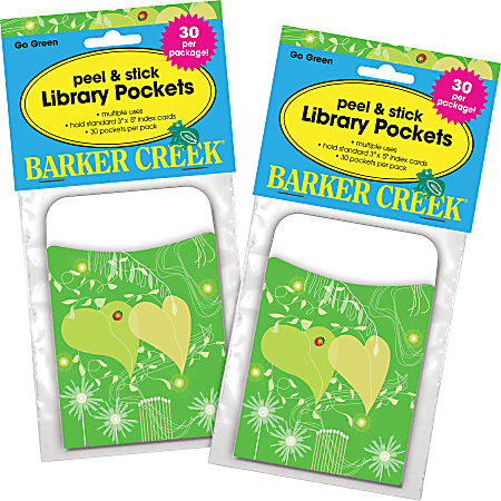Barker Creek Peel Stick Library Pockets 3 x 5 Go Green Pack Of 60 ...