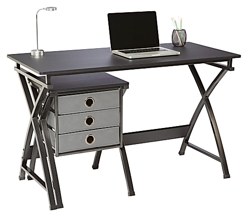 Realspace X Cross 48 W Computer Desk With File Cabinet Black Office Depot