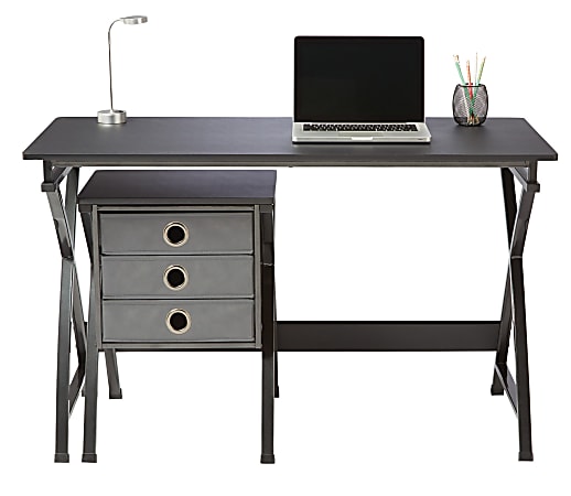 Realspace X Cross 48 W Computer Desk With File Cabinet Black Office Depot