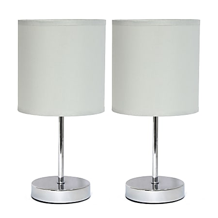 Simple Designs Mini Basic Table Lamp with Fabric Shade 11 H Slate ...