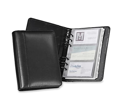 Samsill Regal Leather Business Card Binder Black - ODP Business Solutions Samsill Regal Leather Business Card Binder Black - ODP Business Solutions