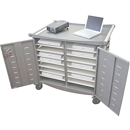 Anthro Laptop Storage Cart 30 Unit Notebook cart white metallic silver ...
