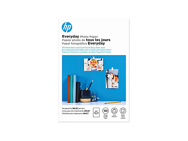 HP Everyday Photo Paper for Inkjet Printers Glossy 4 x 6 53 Lb Pack Of ...