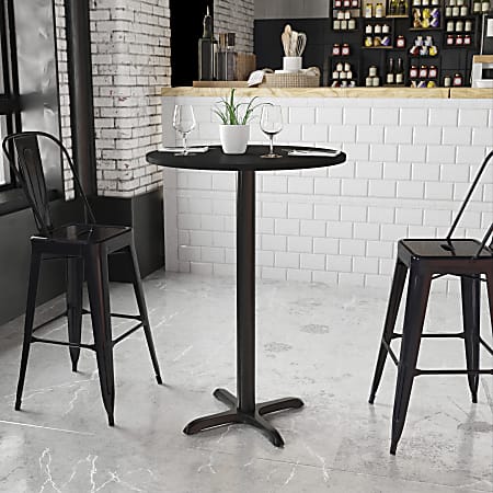 Flash Furniture Round Bar Height Table With X Style Base 43 18 H x 30 W ...