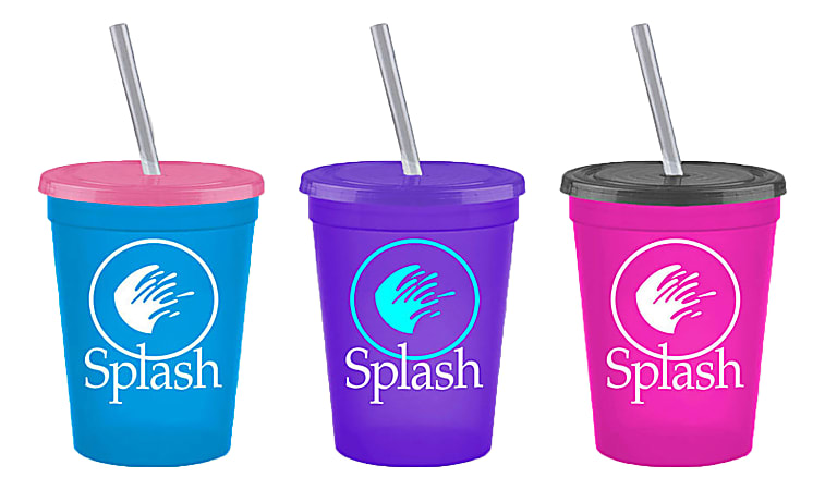 Stadium Cup With Lid And Straw 16 Oz. - Office Depot