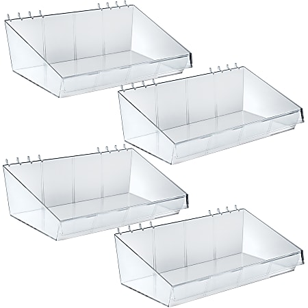 Azar Displays Divider Bins Small Size 4 x 13 x 7 Clear Pack Of 4 - ODP ...