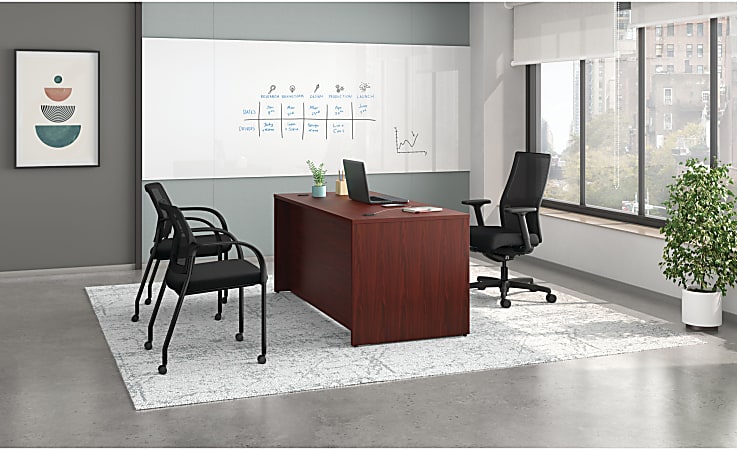 HON Mod 66 W Double Pedestal Computer Desk Traditional Mahogany - ODP ...