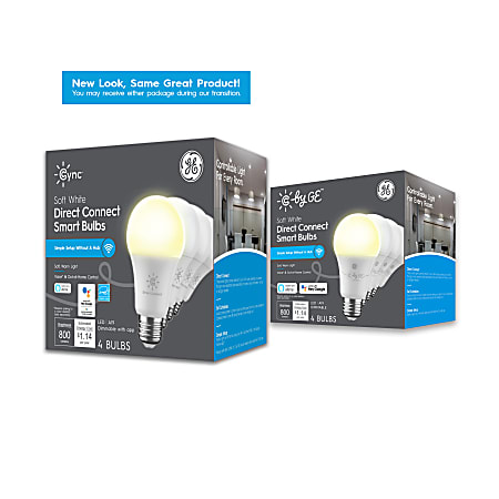 GE Cync Direct Connect Dimmable A19 Smart Bulbs Soft White Pack Of 4 ...