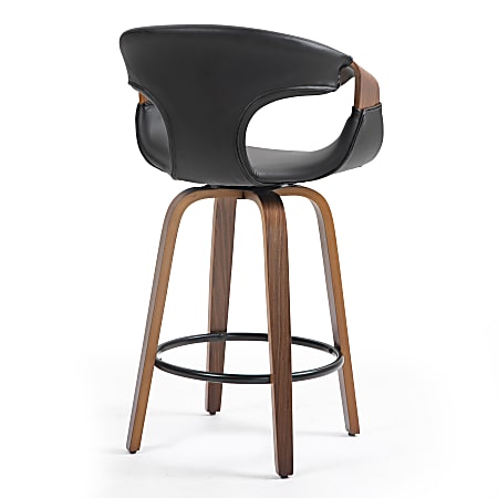 Glamour Home Baylor Faux Leather Counter Height Stool With Back Black ...