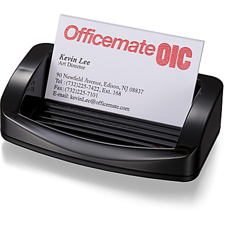 OIC 2200 Series Business CardClip Holder Black - Office Depot