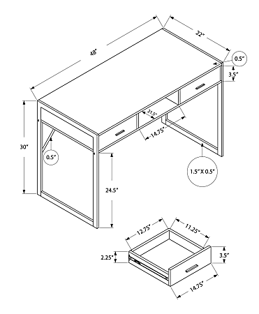 Monarch Specialties 48 W Computer Desk With Drawers Dark TaupeBlack ...