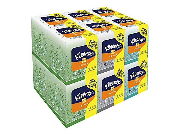 Kleenex Anti Viral 3 Ply Facial Tissue White 68 Sheets Per Box Carton ...