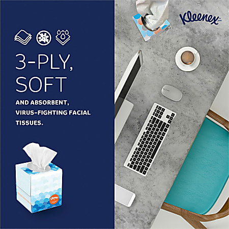 Kleenex Anti Viral 3 Ply Facial Tissue White 68 Sheets Per Box Carton ...