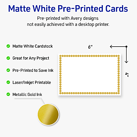 Avery Printable Postcards With Sure Feed Technology 4 x 6 Matte White ...