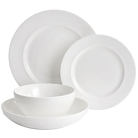 Gibson Elite Embossed Bone China 16 Piece Double Bowl Dinnerware Set ...