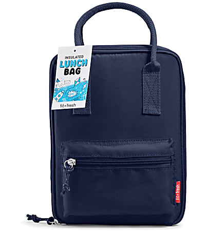 Fit Fresh Connor Lunch Bag 10 H x 4 12 W x 7 12 D Navy Blue - Office Depot